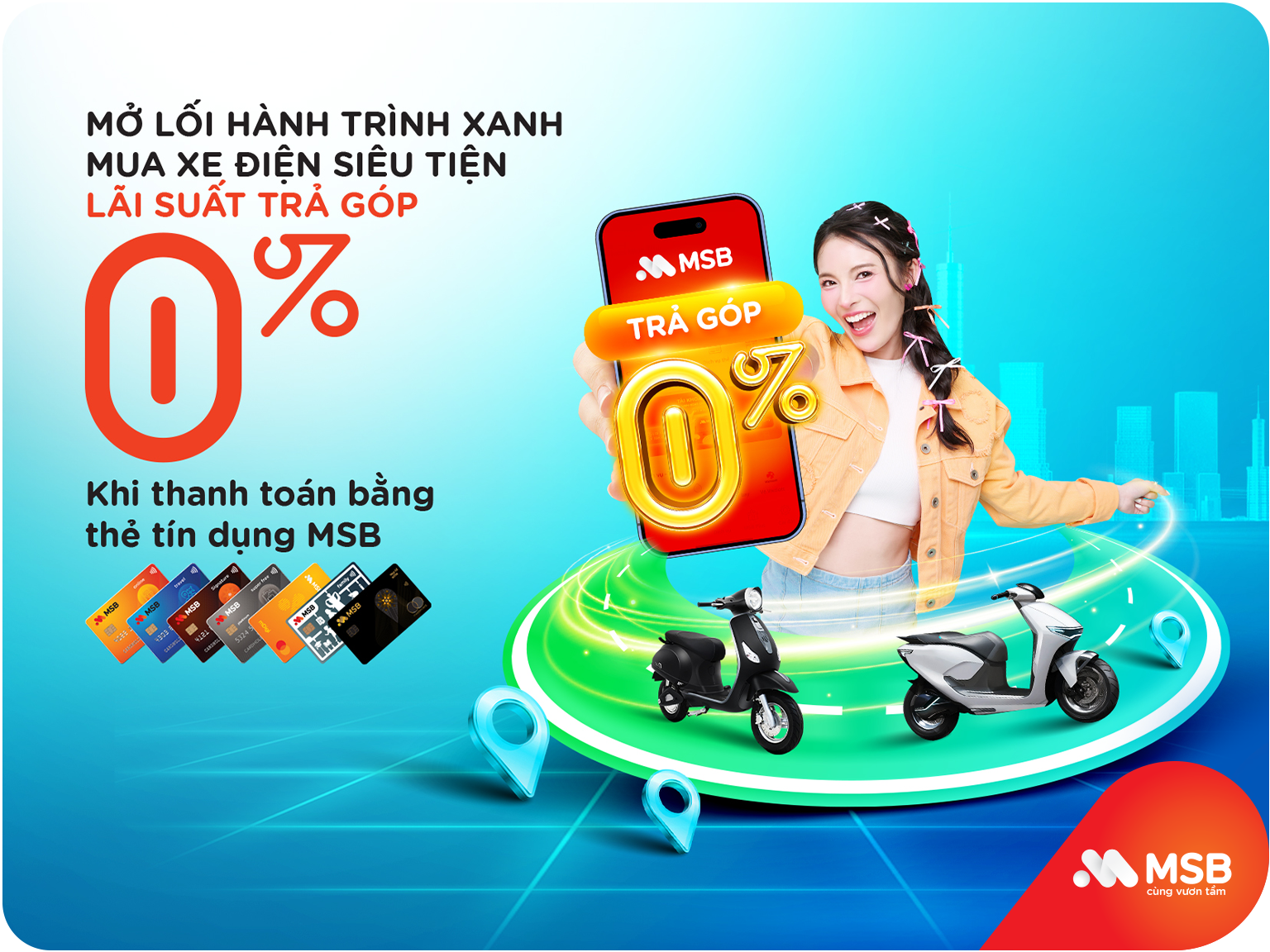 Mua xe điện - Trả góp 0% cùng thẻ tín dụng MSB